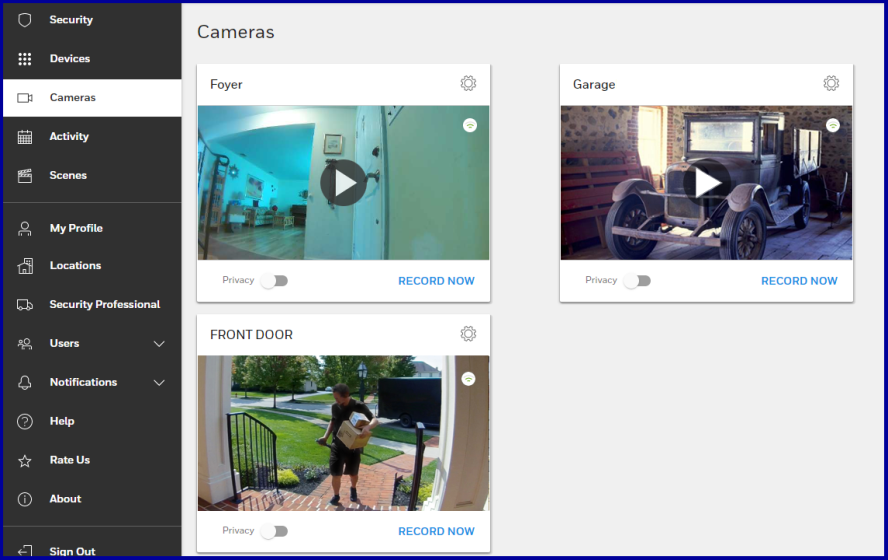 How do I watch my cameras live? How do I record from them?